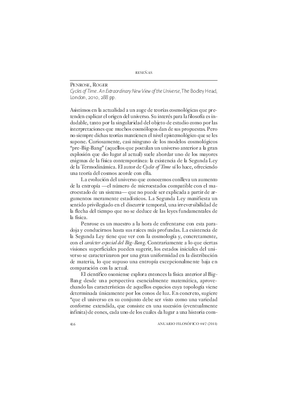 (PDF) PENROSE, ROGER. Cycles of Time. An Extraordinary New View of the ...