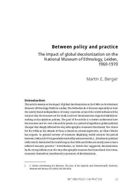(PDF) Between policy and practice - The impact of global decolonization ...