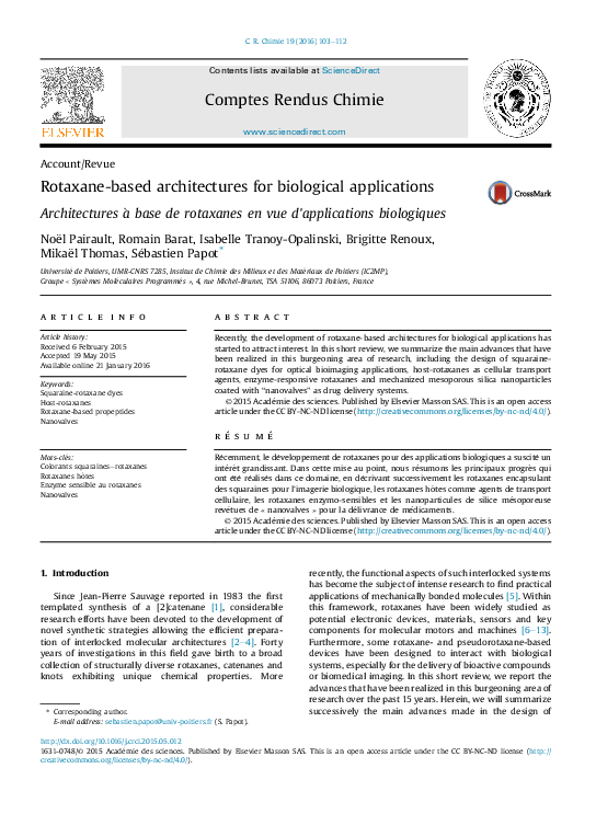 (PDF) Rotaxane-based architectures for biological applications