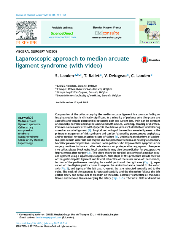 (PDF) Laparoscopic approach to median arcuate ligament syndrome (with ...