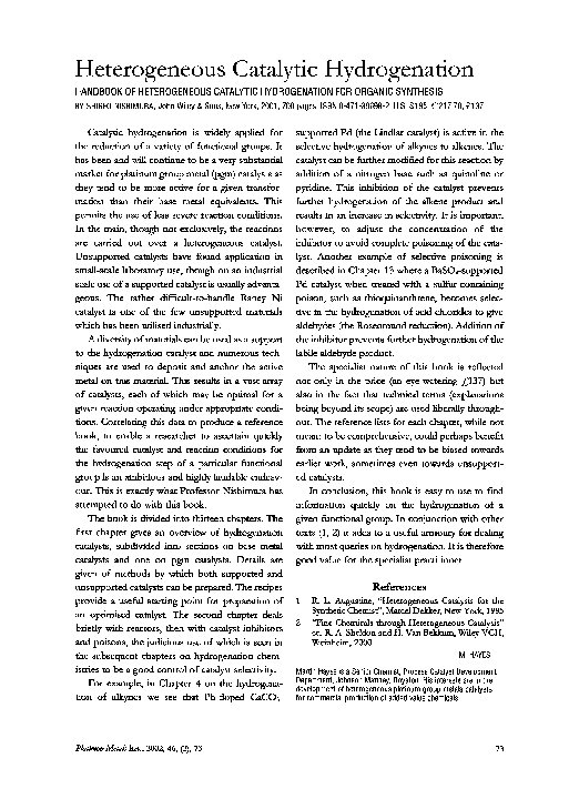 (PDF) Heterogeneous Catalytic Hydrogenation