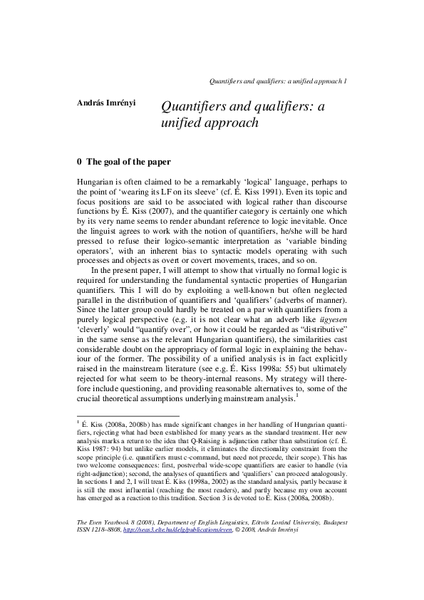 (PDF) Quantifiers and qualifiers : a unified approach 0