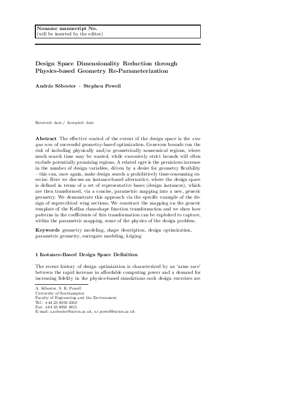 (PDF) Physics-Based Dimensionality Reduction in Design