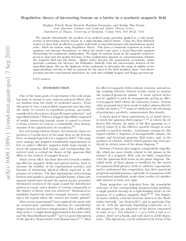 (PDF) Bogoliubov theory of interacting bosons on a lattice in a ...