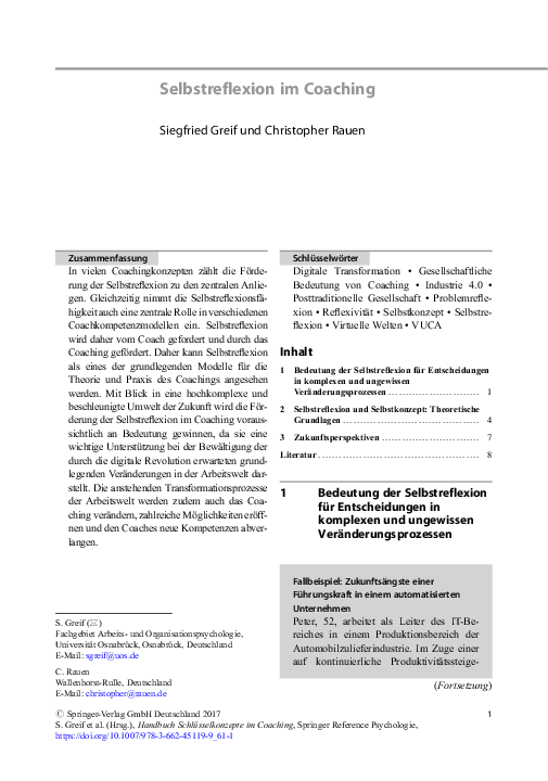 (PDF) Selbstreflexion im Coaching