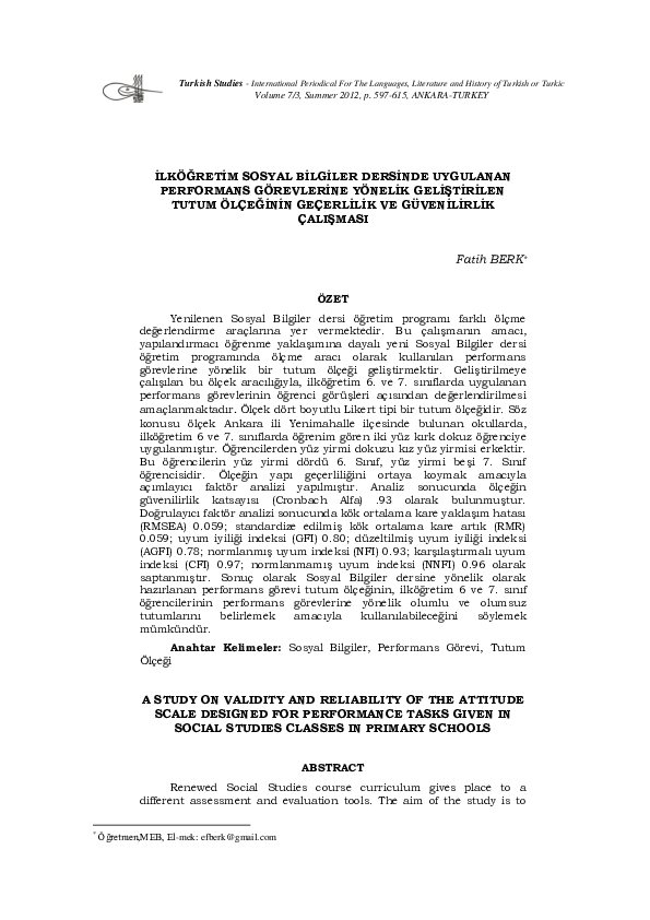 (PDF) A Study on Validity and Reliability of the Attitude Scale ...