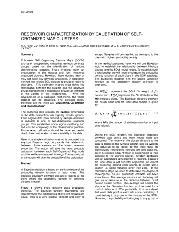 (PDF) Reservoir characterization by calibration of self‐organized map ...