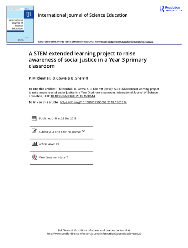 (PDF) A STEM extended learning project to raise awareness of social ...