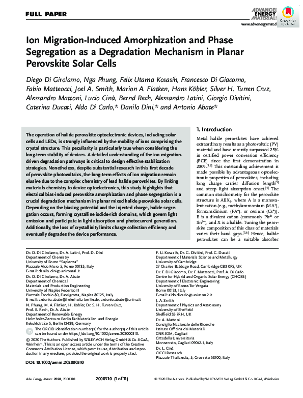 (PDF) Ion Migration‐Induced Amorphization and Phase Segregation as a ...