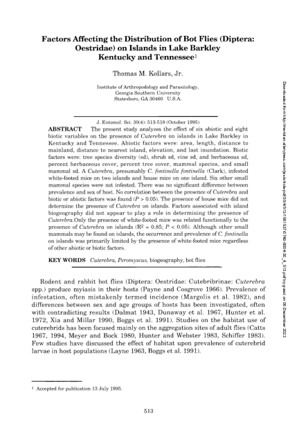 (PDF) Factors Affecting the Distribution of Bot Flies (Diptera ...