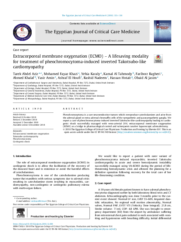 (PDF) Extracorporeal membrane oxygenation (ECMO) – A lifesaving ...