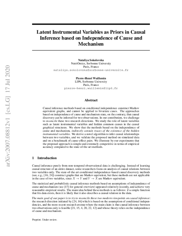 (PDF) The Role of Instrumental Variables in Causal Inference Based on ...