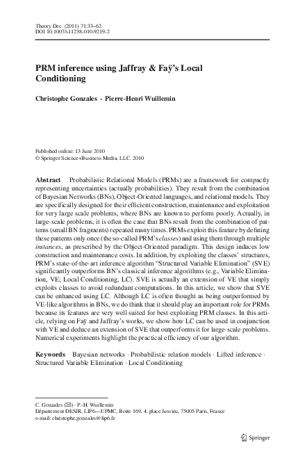 (PDF) PRM inference using Jaffray & Faÿ’s Local Conditioning