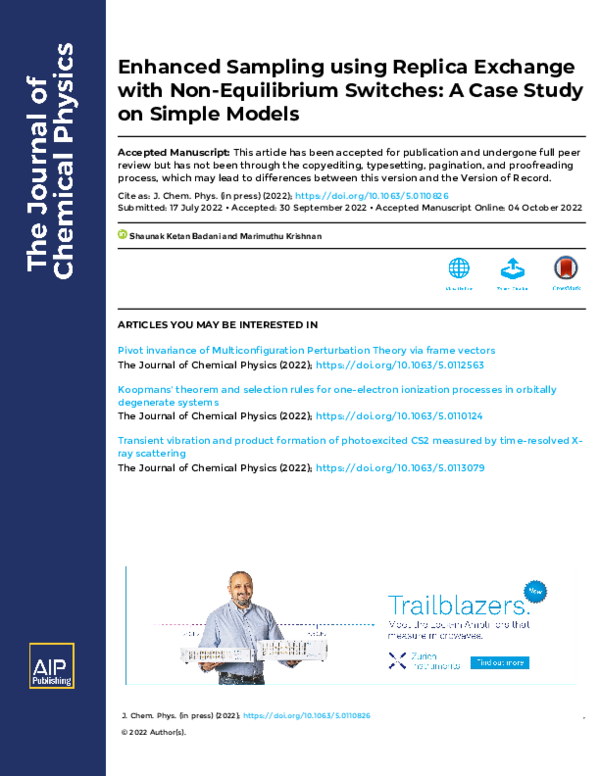 (PDF) Enhanced sampling using replica exchange with nonequilibrium ...