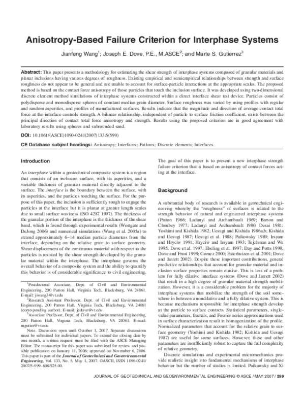 (PDF) Anisotropy-Based Failure Criterion for Interphase Systems