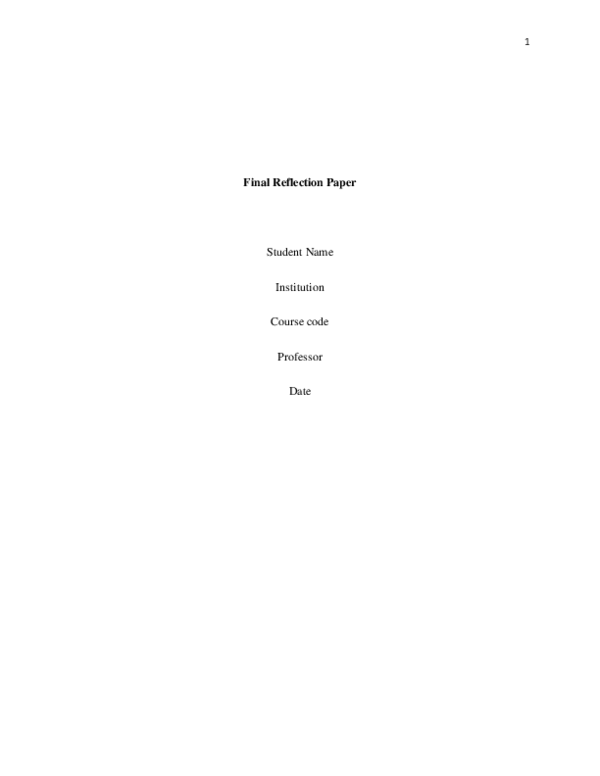 (PDF) Final Reflection Paper