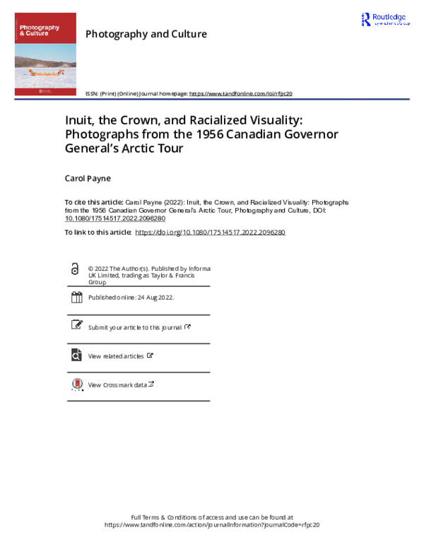 (PDF) Inuit, the Crown, and Racialized Visuality: Photographs from the ...