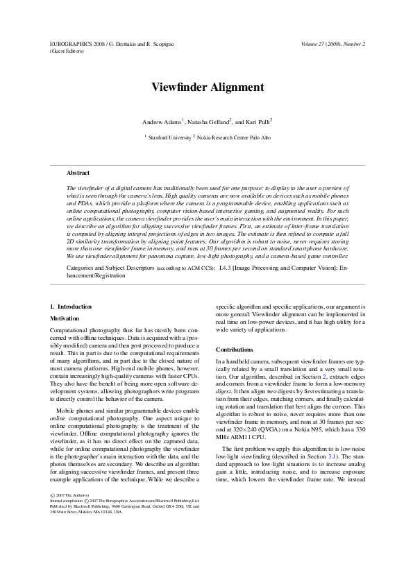 (PDF) Viewfinder Alignment