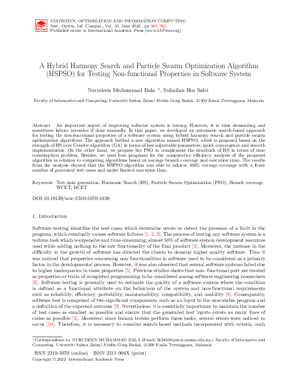 (PDF) A Hybrid Harmony Search and Particle Swarm Optimization Algorithm ...