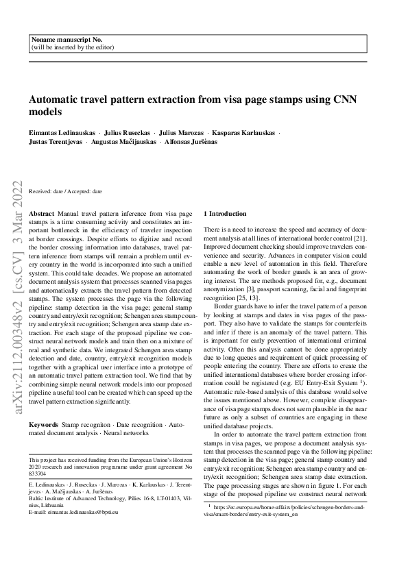 (PDF) Automatic travel pattern extraction from visa page stamps using CNN models