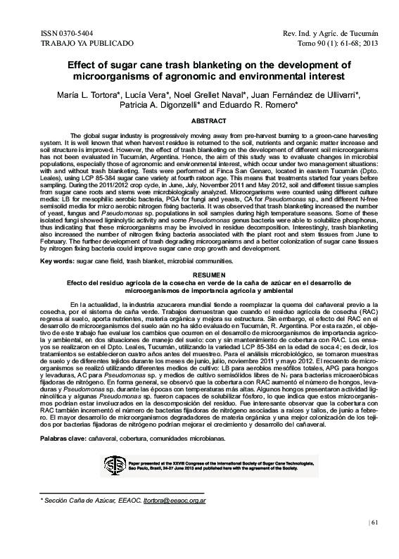 (PDF) Effect of sugar cane trash blanketing on the development of ...