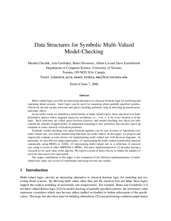 (PDF) Data structures for symbolic multi-valued model-checking