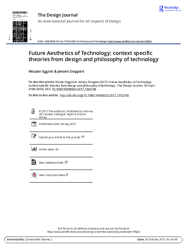 (PDF) Future Aesthetics of Technology; context specific theories from ...
