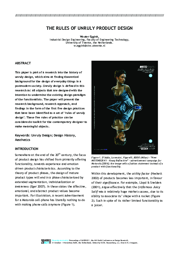 (PDF) The Rules of Unruly Product Design