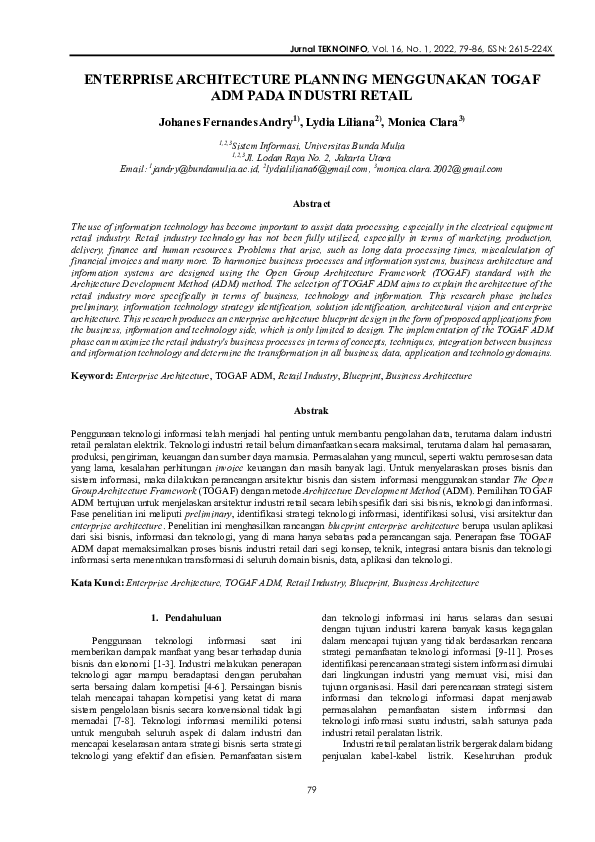 (PDF) Enterprise Architecture Planning Menggunakan Togaf Adm Pada Industri Retail