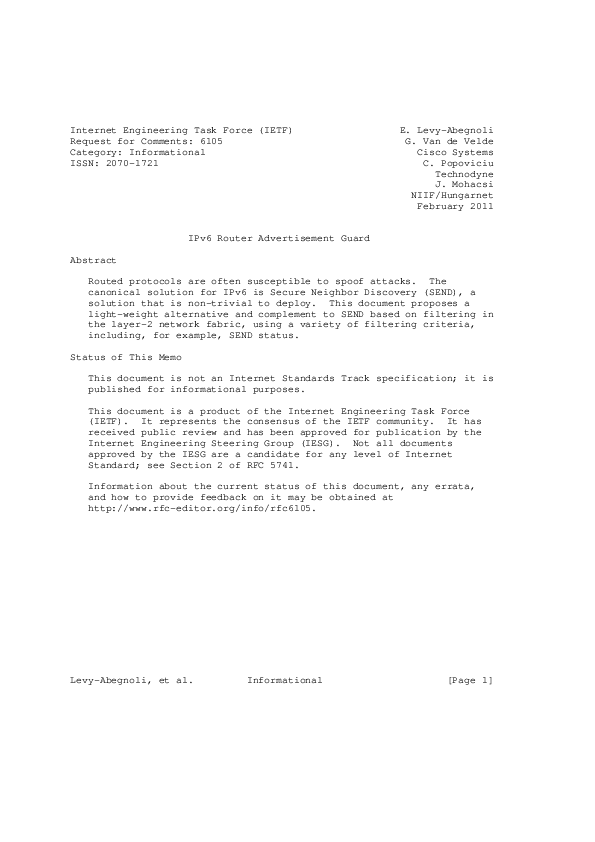(PDF) IPv6 Router Advertisement Guard