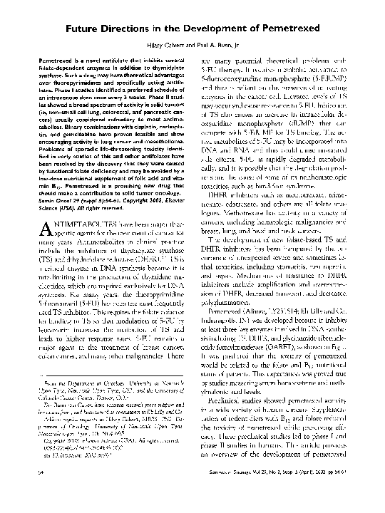 (PDF) Future directions in the development of pemetrexed