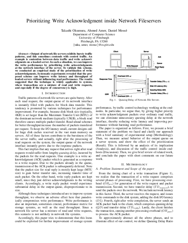 (PDF) Prioritizing write acknowledgment inside network fileservers (PDF) Prioritizing write acknowledgment inside network fileservers
