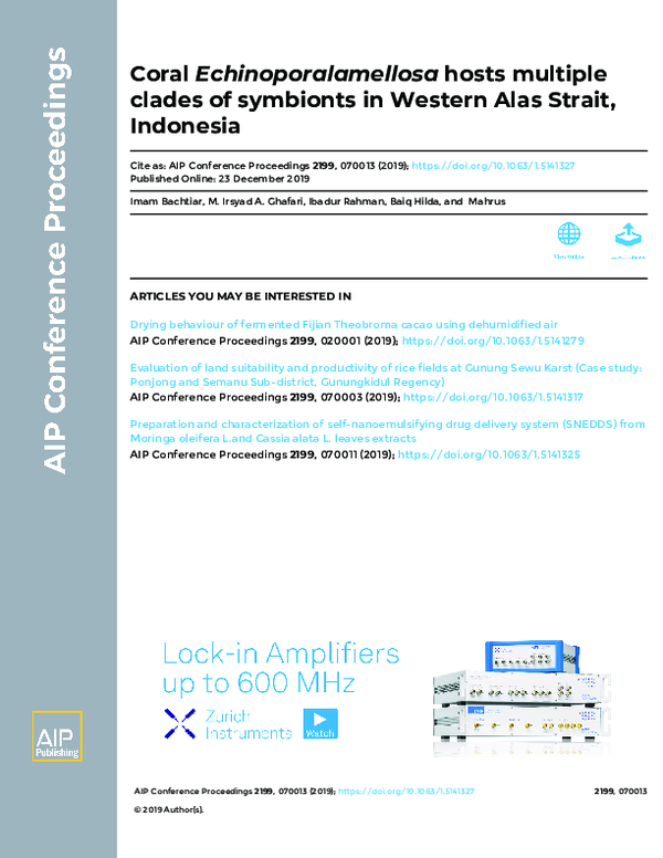 (PDF) Coral Echinoporalamellosa hosts multiple clades of symbionts in ...