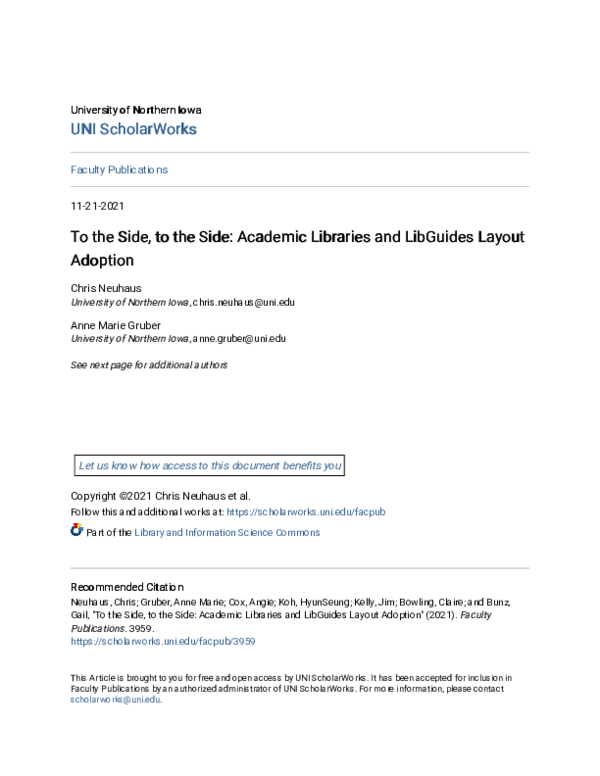 (PDF) To the Side, to the Side: Academic Libraries and LibGuides Layout ...