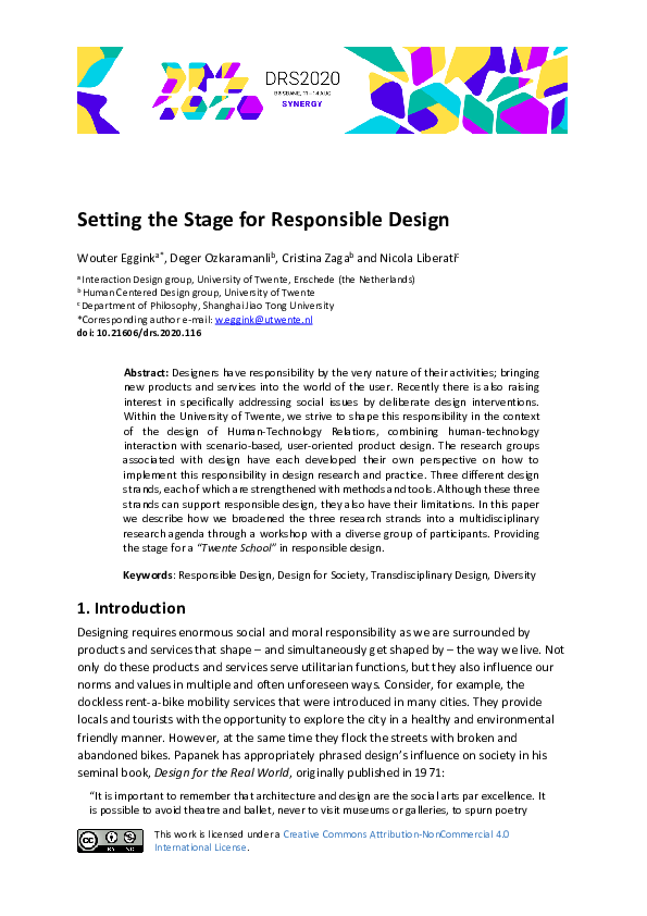 (PDF) Setting the Stage for Responsible Design