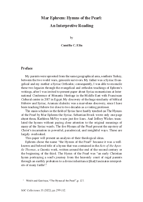 (PDF) Mar Ephrem: Hymns of the Pearl: An Interpretive Reading