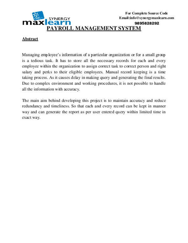 (PDF) Payroll Management System | DENNIS MWANGI - Academia.edu