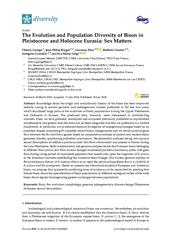 (PDF) The Evolution and Population Diversity of Bison in Pleistocene ...