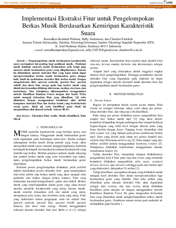 (PDF) Implementasi Ekstraksi Fitur untuk Pengelompokan Berkas Musik Berdasarkan Kemiripan ...