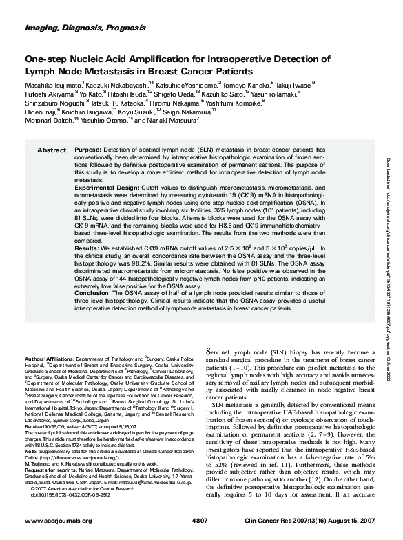 (PDF) One-step Nucleic Acid Amplification for Intraoperative Detection ...