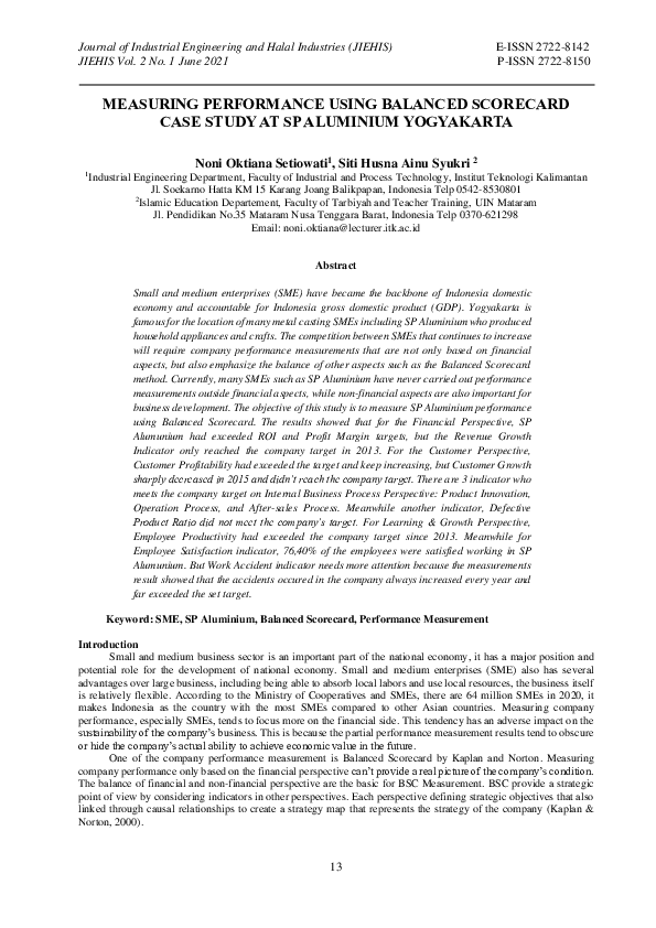 (PDF) Measuring Performance Using Balanced Scorecard