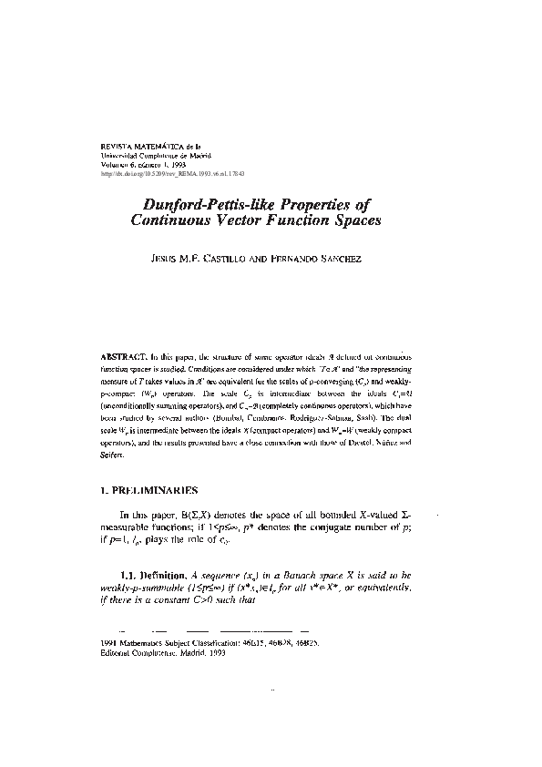(PDF) Dunford-Pettis-like Properties of Continuous Vector Function Spaces
