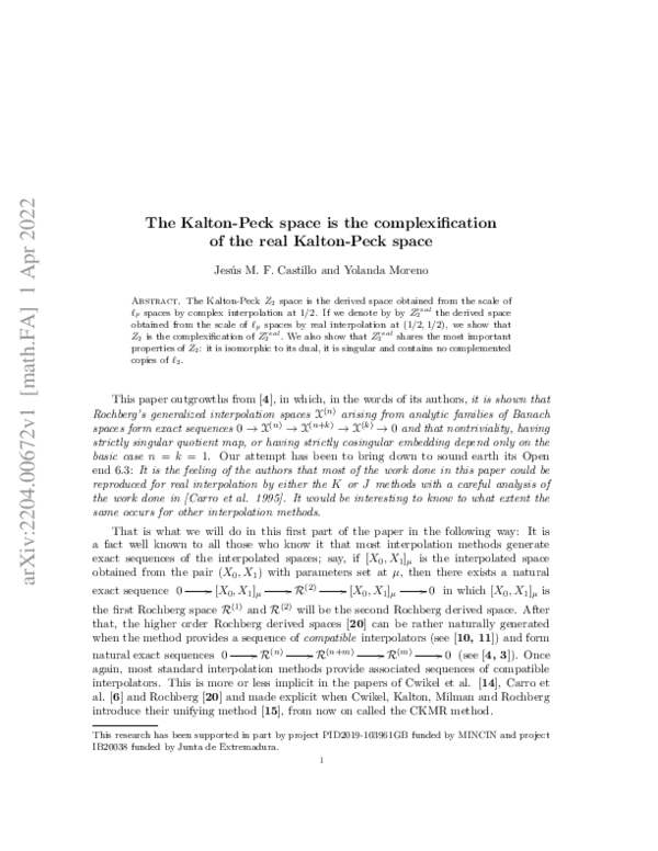 (PDF) The Kalton-Peck space is the complexification of the real Kalton ...