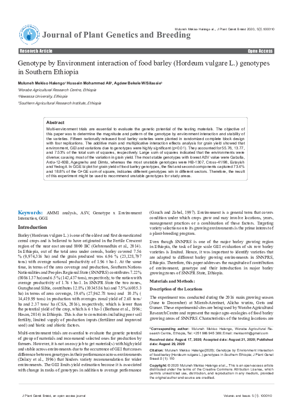 (PDF) Journal of Plant Genetics and Breeding