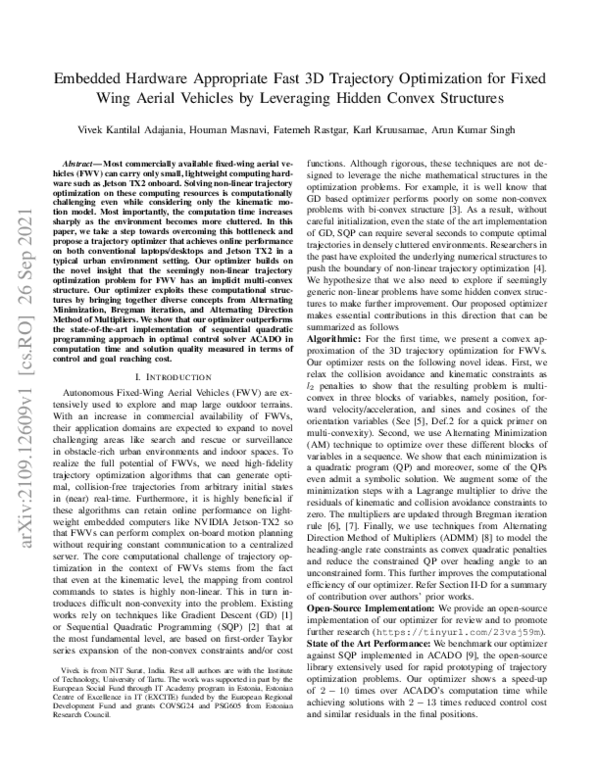 (PDF) Embedded Hardware Appropriate Fast 3D Trajectory Optimization for ...