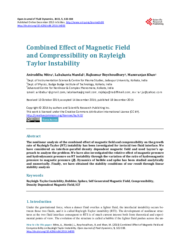 (PDF) Combined Effect of Magnetic Field and Compressibility on Rayleigh ...