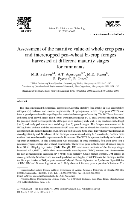 (PDF) Assessment of the nutritive value of whole crop peas and ...