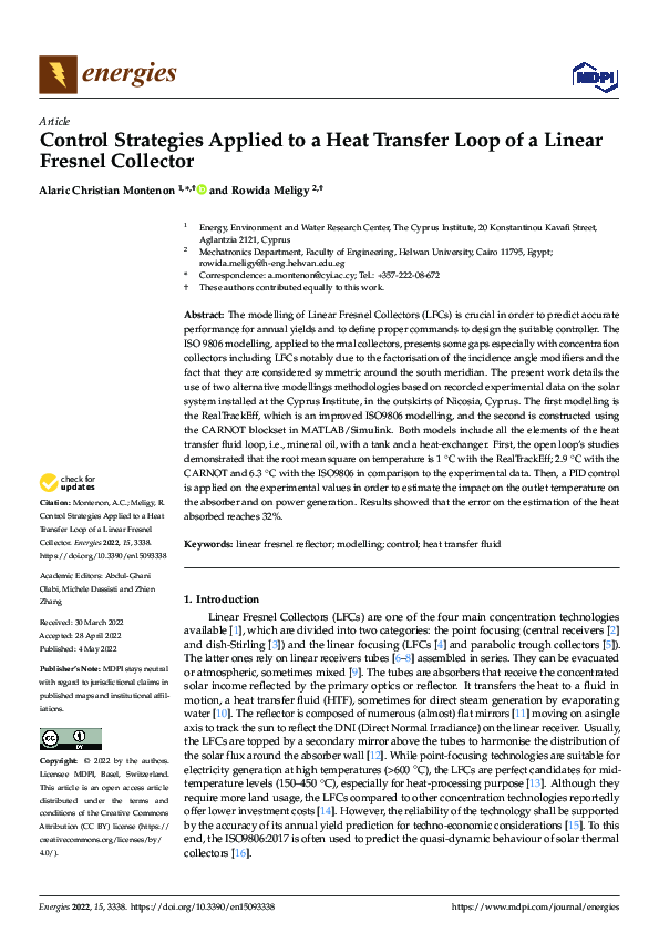 (PDF) Control Strategies Applied to a Heat Transfer Loop of a Linear ...