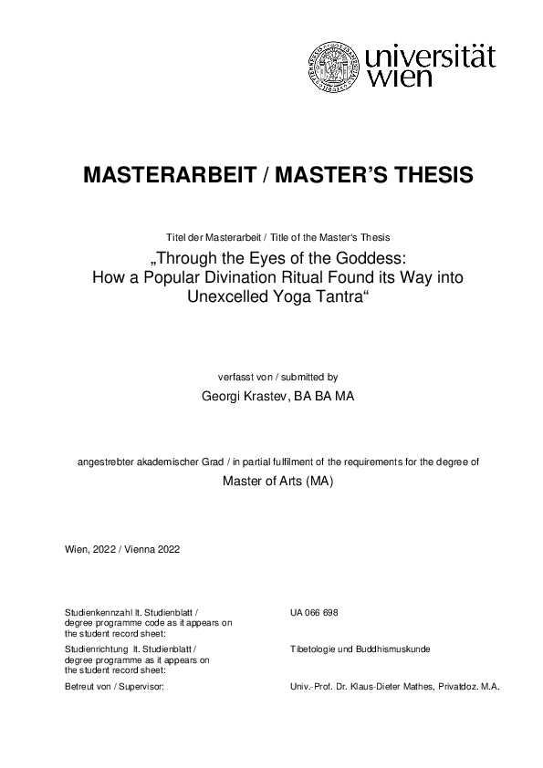 (PDF) MA THESIS: Through the Eyes of the Goddess : How a Popular Divination Ritual Found its Way ...