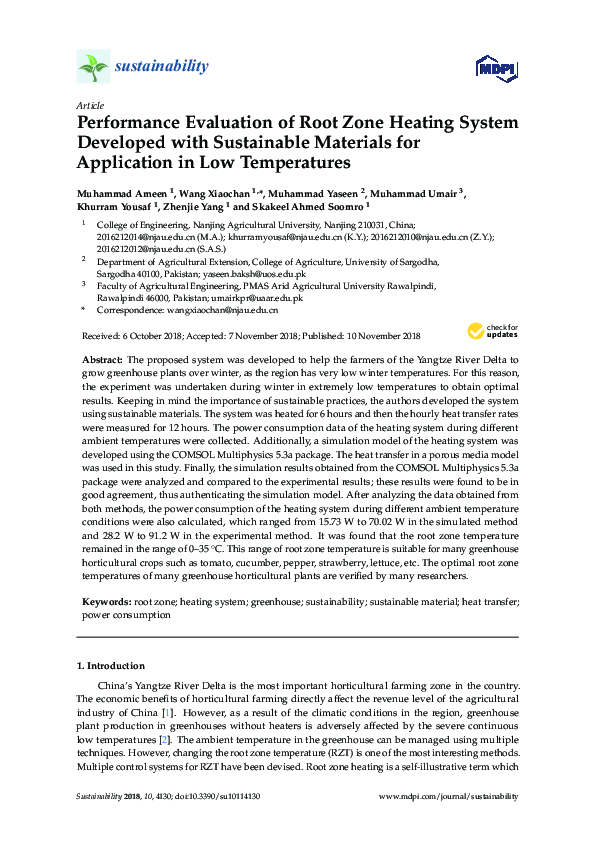 (PDF) Performance Evaluation of Root Zone Heating System Developed with ...